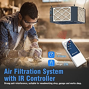 Denwenny Filtration System Woodworking Shop - (1350CFM) with Strong Vortex Fan, Hanging Mode for Garage Works Shop, Shop Dust Collectors without Ionizer, KingMaster F12