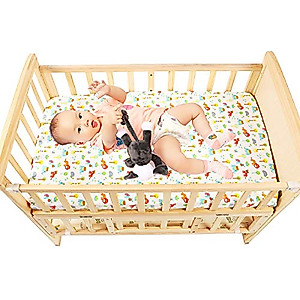 Waterproof Pack N Play/Mini Portable Crib Sheet Set 2 Pack 100% Jersey Cotton 190GSM Thickest Ultra Soft Stretchy for Baby Girl Boy Cute Animal by Knlpruhk