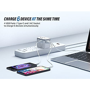 Universal Travel Power Adapter - EPICKA All in One Worldwide International Wall Charger AC Plug Adaptor with Smart Power USB for USA EU UK AUS Cell Phone Laptop (White)