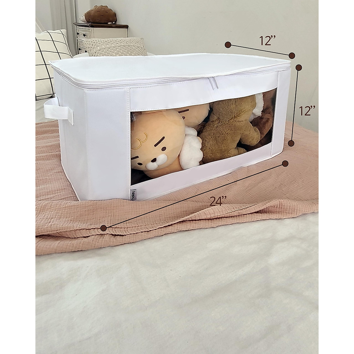 holay X-Large Storage Bins, PVC Boxes Transparent Lid Handles, Durable & Foldable, Toy Blocks Organizer for Kids Boys Girls Toddlers Playroom, 24''x12''x12'', 54L