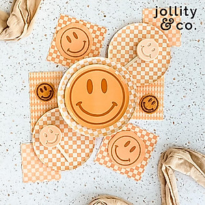Jollity Party Supplies Peace & Love Smile Dessert Plates Great For Spring, Baby Showers, Bridal Showers, Event And Birthday Decorations Paper, 8 Pack Yellow Dinner
