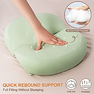 AngQi Pregnancy Pillows for sleeping, Side Sleeper Pregnancy Wedge Pillows, Double Wedge for Body, Belly, Back Support, Maternity Pillow with Removable and Adjustable Cover(Pale Green)