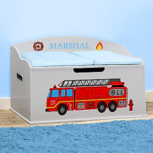 DIBSIES Personalized Creative Wonders Toy Box (Firetruck, Dream Cloud Grey)