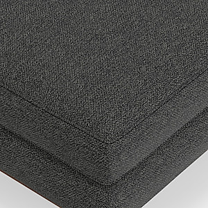 SIMPLIHOME Morrison 33 inch Wide Mid-Century Modern Ottoman in Charcoal Grey Woven-Blend Fabric, Assembled, for the Living Room, Entryway and Family Room
