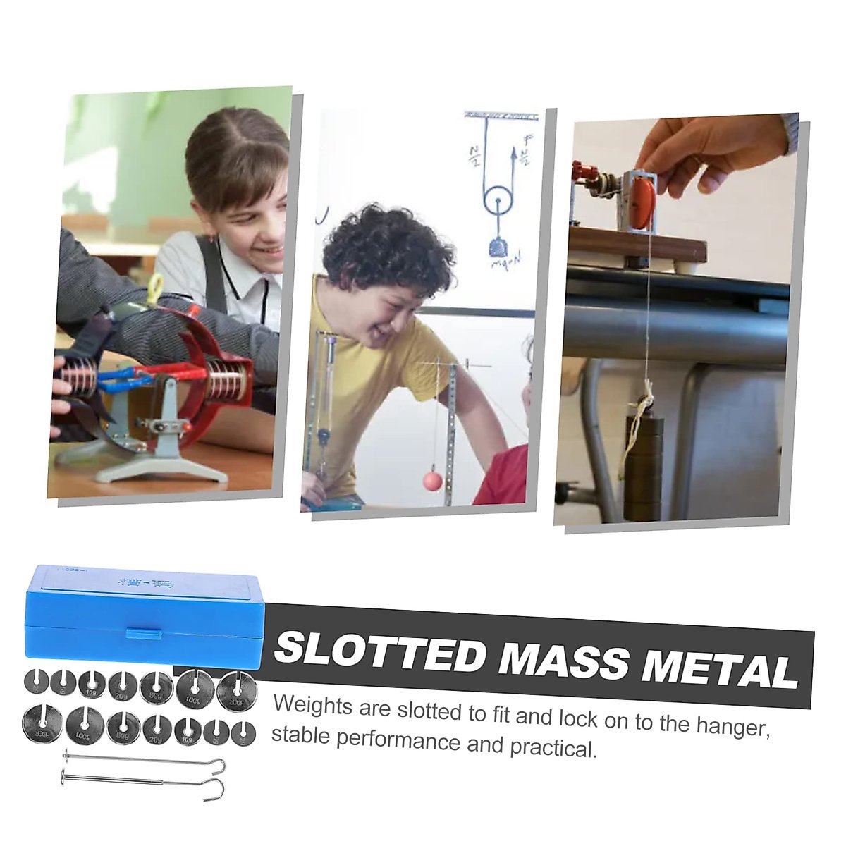 DOITOOL 1 Set Laboratory Slotted Mass Metal Slotted Weights Science Experiment Tools Hanger and Box