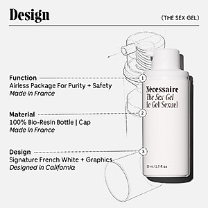 Nécessaire The Sex Gel. Water-Based Personal Lubricant. Hyaluronic Acid + Lactic Acid. No Fragrance Added. Non-Staining. Safe for Toys + Condoms. 50 ml / 1.7 fl oz.