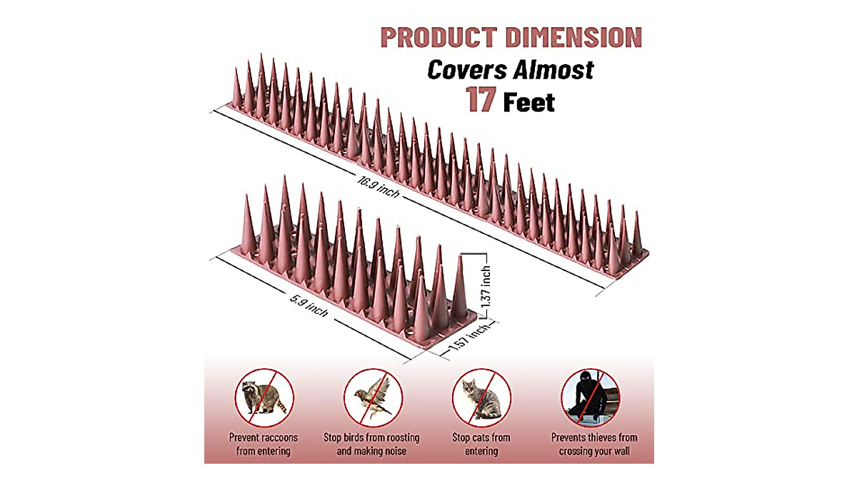 Buy Anti Bird Spike Strips Pack - 17 Feet Fence & Roof Deterrent