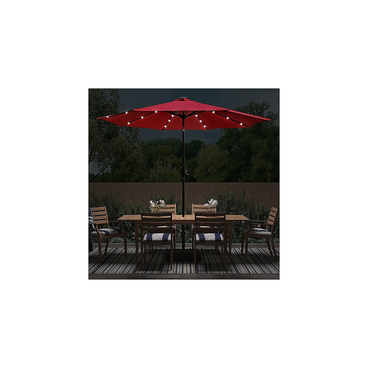 YUDIZWS Patio Umbrella for Outdoor Market Table-8 Ribs 9Ft Double-Sided Sun Umbrella Garden Parasol Patio Sun Shade Outdoor with LED Solar Light, Red, size:a