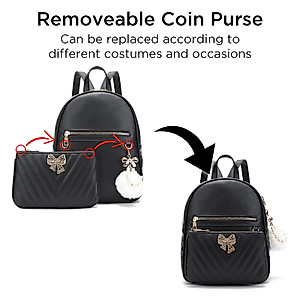 I IHAYNER Women Fashion Backpack Purse 2 PCS Mini Backpack for Women Designer Shoulder Bag Travel bag with Detachable Chain Handbags Black