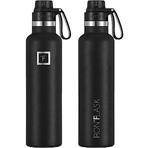 IRON °FLASK Sports Water Bottle - 24 Oz - 3 Lids (Narrow Spout Lid) Leak Proof, Durable Vacuum Insulated Stainless Steel - Hot & Cold Double Walled Insulated Thermos - Mothers Day Gifts