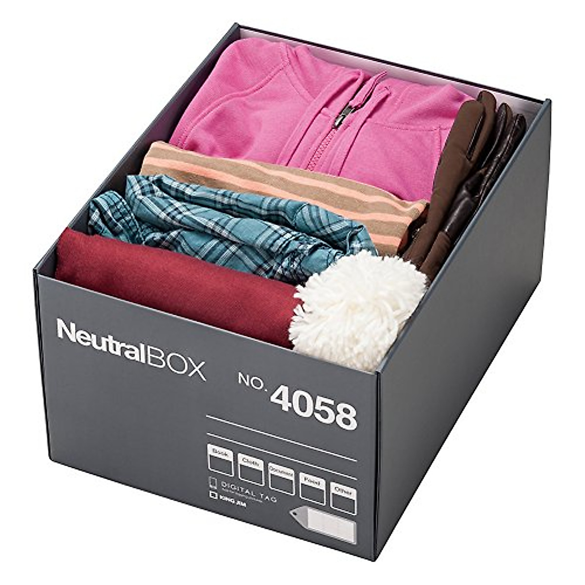 キングジム(Kingjim) King Jim 4058 Cure Storage Box, Storage Box, Neutral Box, XL, Gray