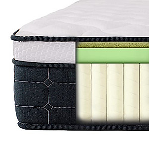 Novezza Home 12 Inch Hybrid Pillow-Top Mattress/Bed-in-a-Box/CertiPUR-US Certified Foam, Queen, White