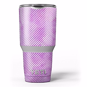 Design Skinz Black Slanted Lines of Purple Clouds - Skin Decal Vinyl Wrap Kit Compatible with The Yeti Rambler Cooler Tumbler Cups