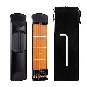 Swhmc Portable Mini 6 String Guitar Practise Tool Wooden Pocket Chord Trainer for Beginner Finger 4 Fret Exercise Fingerboard with Wrench
