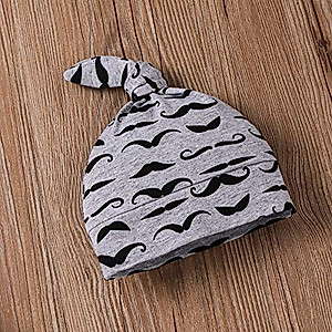 Baby Boy Clothes Stuff Infant Summer 3 Piece Outfits Newborn Cute Letter Printed Romper Short Sleeve + Pants + Hat Funny Letter Printed White Grey Mustache 70cm