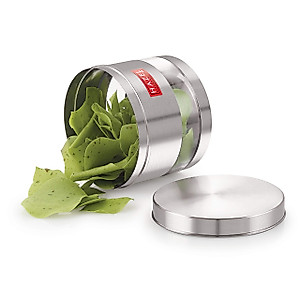 HAZEL Stainless Steel Containers Set For Kitchen Storage Transparent See Through Matt Finish Storage Dabba Jars, Set of 4, 1500 ML Each, Silver