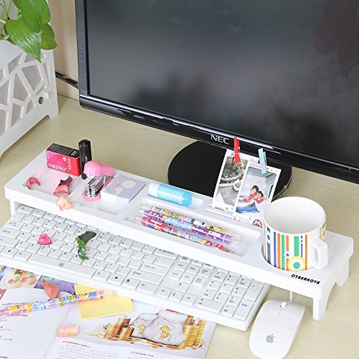 CYBERNOVA Desk Organiser Office Small Objects Storage Keyboard Commodity Shelf