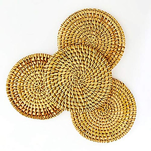 Handmade Braided Drink Coasters 4 Pcs Unique Present for Friends,Birthday,Living Room Decor,Holiday Party (3.94" Round)