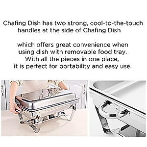 BotaBay Pack of 4 Chafing Dish 8 Quart High-Grade Stainless Steel Pans Chafers and Buffet Warmers Sets with Water Pan, Food Pan, Fuel Holder and Lid Catering Full Size