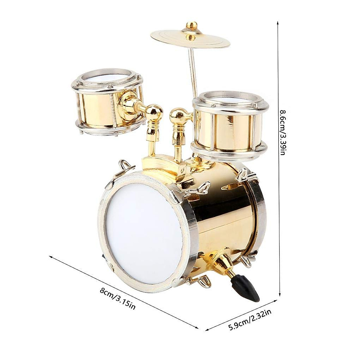 Miniature Musical Instrument Replica Drum Set Ornament Drummer Gift Children's Three Drum Model Decor 8.6x8x5.9cm