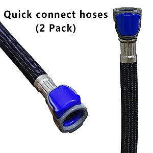 2 Pieces Quick Connect Water Supply Hose, 20-inch Widespread Bathroom Faucet Replacement Fast Lock Pipe Lines