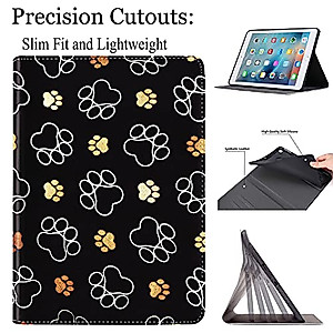 iPad Mini 6 Case, iPad Mini 2021 6th Generation Case Auto Sleep/Wake Multi-Angle Stand for iPad Mini 6th Gen 8.3 Inch , Cute Dog Paw Prints Gold White
