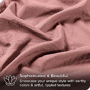Bare Home Sandwashed Queen Sheet Set - Premium 1800 Ultra-Soft Microfiber Bed Sheets - Double Brushed - Hypoallergenic - Stain Resistant (Queen, Sandwashed Dusty Rose)