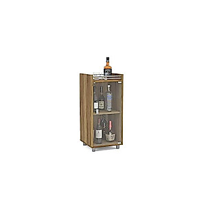 Boahaus Classic Mini Bar, One Glass Door, 2 Shelves, Brown