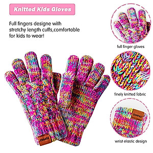 Girls Winter Hat, Gloves & Scarf Set - Fleece Lined with Pom Beanie, Neck Warmer & Mittens for Toddler & Children