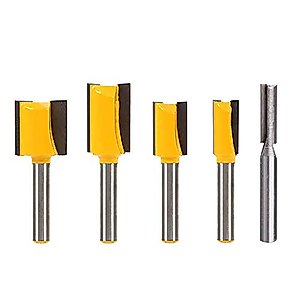 Meihejia 1/4 Inch Shank Straight Dado Router Bit Set - 5 Sizes