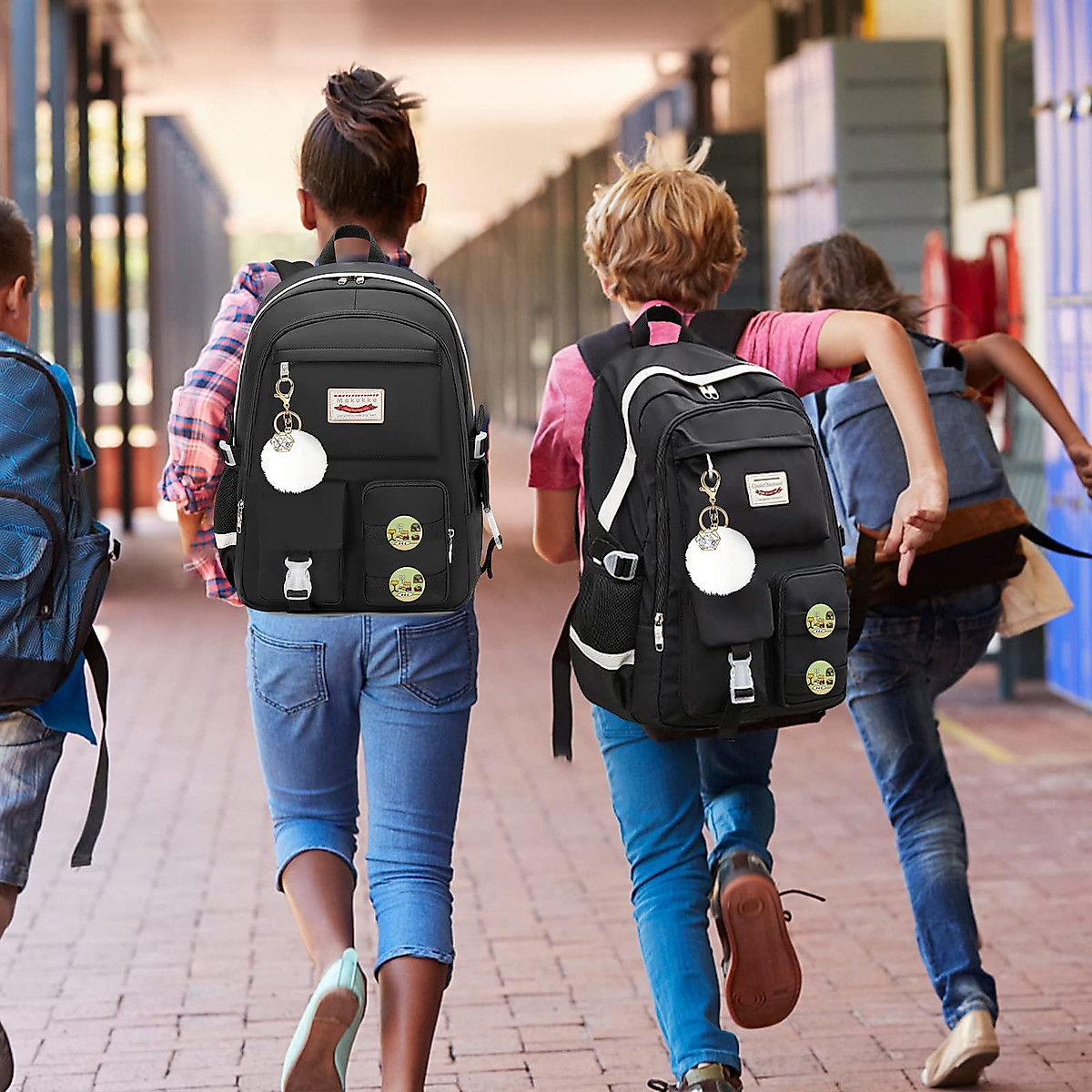 Backpack for Teen Girls Aesthetic School Backpack for College Middle High Elementary School Laptop Backpacks 15.6 Inch Cute School Bag Lightweight Waterproof Bookbag Women Casual Daypack (Black)