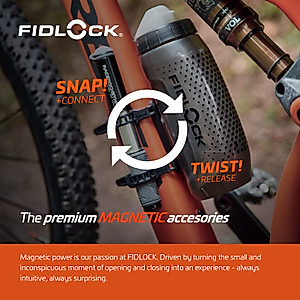 FIDLOCK Twist Bottle 590 & Uni Base Set - New Leak-Proof, Self-Sealing Bottle Cap - Bike Water Bottle Holder with No Screws & Attached Bottle - Cage Free Magnetic Rack - Smoke