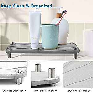 TGIFGO Instant Dry Sink Organizer Kitchen Sink Caddy Fast Drying Stone Sink Tray Bathroom Organizer with Stainless Steel Feet Natural Diatomaceous Prevent Moisture Buildup