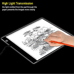 Smart Star Portable A4 Ultra-Thin LED Light Box Tracer USB Power Cable Dimmable Brightness LED Artcraft Tracing Light Box Light Pad for Artists Drawing Sketching Animation Stencilling X-rayViewing