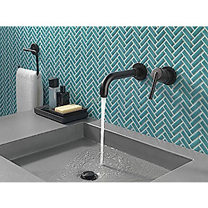 Delta Faucet Trinsic Wall Mount Faucet, Matte Black Bathroom Faucet, Wall Mount Bathroom Faucet 3 Hole, Widespread Bathroom Faucet, Matte Black T3559LF-BLWL