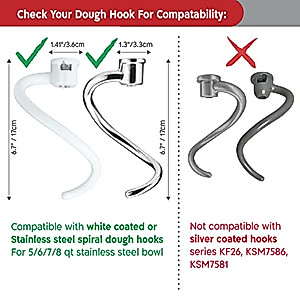 KneadAce Spiral Dough Hook Shield For kitchenaid Mixer-Prevents Dough from Clogging Your Bowl Lift Mixer- Mess Free Mixer Accessory Compatible With KitchenAid Dough Hook. For Kitchenaid Attachments