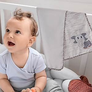 Super Soft Minky Baby Blanket - Embroidered Elephant Design, Jungle Safari Theme, 30x40 Inches, Gender-Neutral Baby Blanket for Boys & Girls.