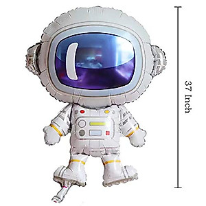 4Pcs Cute Large Size Outer Space Cartoon Balloons Astronaut Balloons Rocket Balloons for Kids Planet Themed Party Supplies Baby Shower Birthday Party。 (colorful)