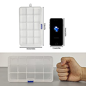 DUOFIRE Plastic Organizer Container Storage Box Adjustable Divider Removable Grid Compartment for Jewelry Beads Earring Container Tool Fishing Hook Small Accessories（15 grids，White x 4）