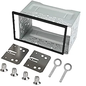 QLOUNI Double Din Installation Kit, Universal Double DIN Installation Cage Kit Slot Metal Car Stereo Radio Mounting Frame, Compatible for Passat/MK3/Jetta Panel Frame