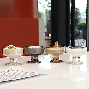 Small Trifle Bowl Clear Glass - Set of 6 Ice Cream Bowl for Fruit Dessert Salad 3.9" Serving Bowls 8oz Wide Mouth Glass Cups with Stand (transparent)