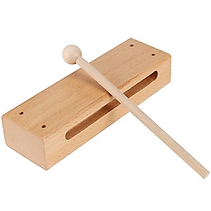 SEHOI 2 Pack 7 Inches Wood Rhythm Block, Musical Wood Block Percussion Instrument with Mallet, Solid Hardwood Percussion Rhythm Blocks for Creating Loud and Resonant Tone