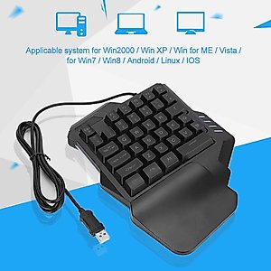 One Hand Gaming Keyboard, OneHanded Throne Left Hand Mechanical Keypad Mobile Game External, Ergonomic High and Low Key Design for Better Gaming Experenice