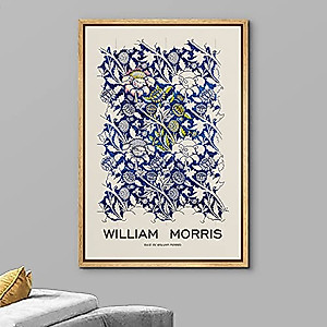 wall26 Framed Canvas Print Wall Art Blue Floral Tapestry by William Morris Nature Wilderness Illustrations Fine Art Farmhouse/Country Decorative for Living Room, Bedroom, Office - 16"x24" Natural