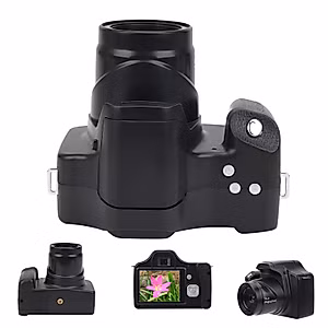 3.0 in LCD Screen 18X Zoom HD SLR Camera Long Focal Length Portable Digital Camera, Compact Point and Shoot Camera Portable Camera for Teens Students (Black) (Standard Edition + Wide Angle Lens)