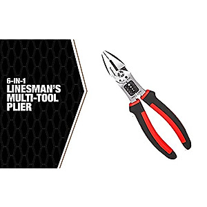 Southwire MPSCP 6-in-1 Multi-Tool Side Cutting Plier, Multifunctional, Ideal For Stripping 8-14 AWG Solid Wire And 10-16 Stranded Wire