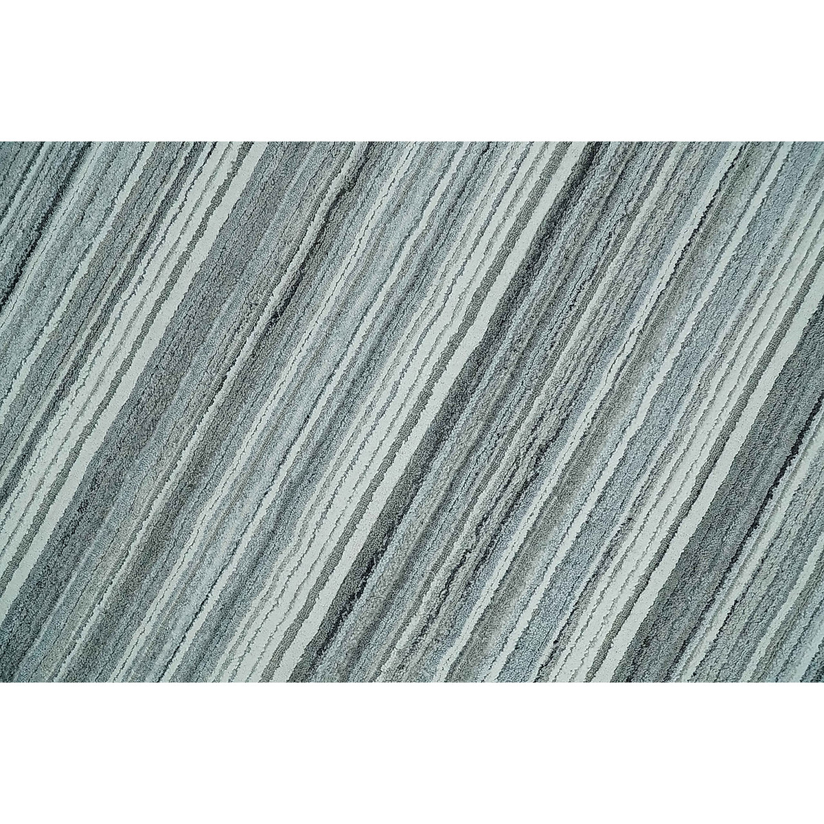 Artisan's Arc Striped Flatwoven Scandinavian Hand Made Blended Wool Area Rug, White, Silver and Gray, 8X10 | KE3810