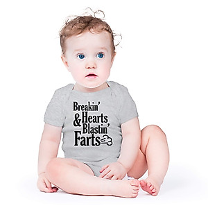 AW Fashions Breakin' Hearts & Blastin' Farts Baby Bodysuit Funny Cute Infant Clothing Baby Wear Apparel (12 Months, Sports Grey)