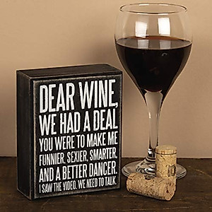 Primitives by Kathy 27179 Box Sign, 4" x 5", Dear Wine…