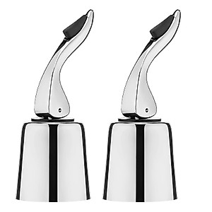 BETTFOR Wine Stoppers for Wine Bottles with Stainless Steel Vacuum Wine Bottle Stopper with Silicone Reusable Wine Corks, Leak proof Keep Fresh Suitable for Red&White Bottle (Silver, 2 Pack)